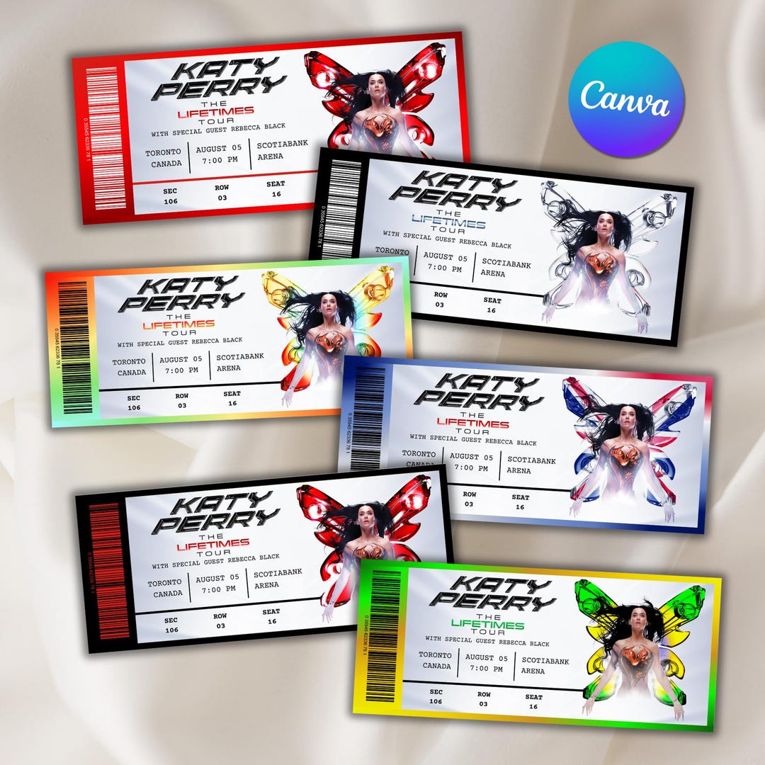 Editable Katy Perry the Lifetimes Tour Souvenir Concert Tickets ...