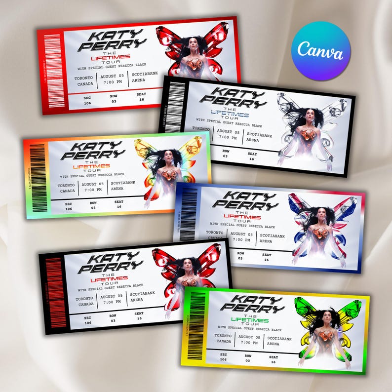 Editable Katy Perry the Lifetimes Tour Souvenir Concert Tickets ...