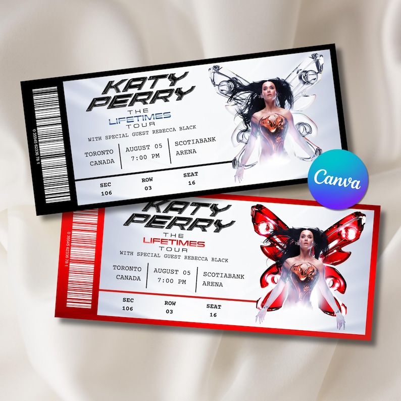 Editable Katy Perry the Lifetimes Tour Souvenir Concert Tickets ...