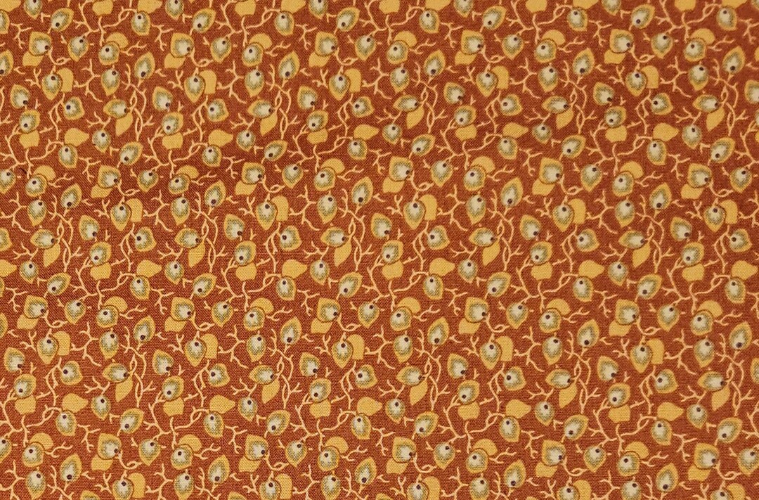 Rust/orange Floral/vine Motif Quilt Fabric. Vine by Laundry Basket ...