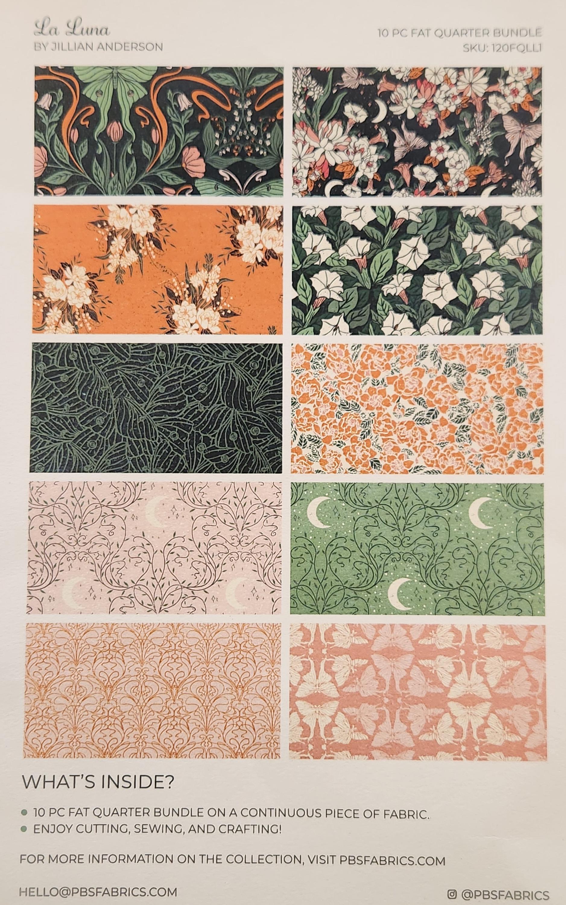 10 Piece Fat Quarter Bundle La Luna by Paintbrush Studio. Bundle is ...