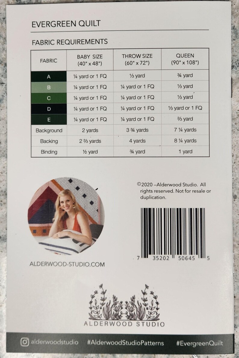 Alderwood Studio---evergreen Quilt Pattern. Finished Size Baby, Throw, Queen - Etsy