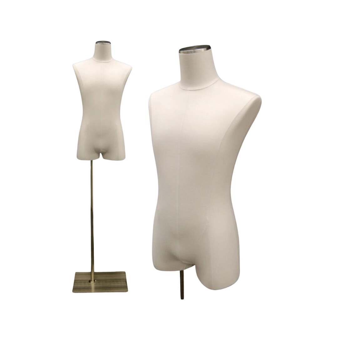 Pinnable White Linen Adult Male Dress Form Mannequin Torso With Thighs ...