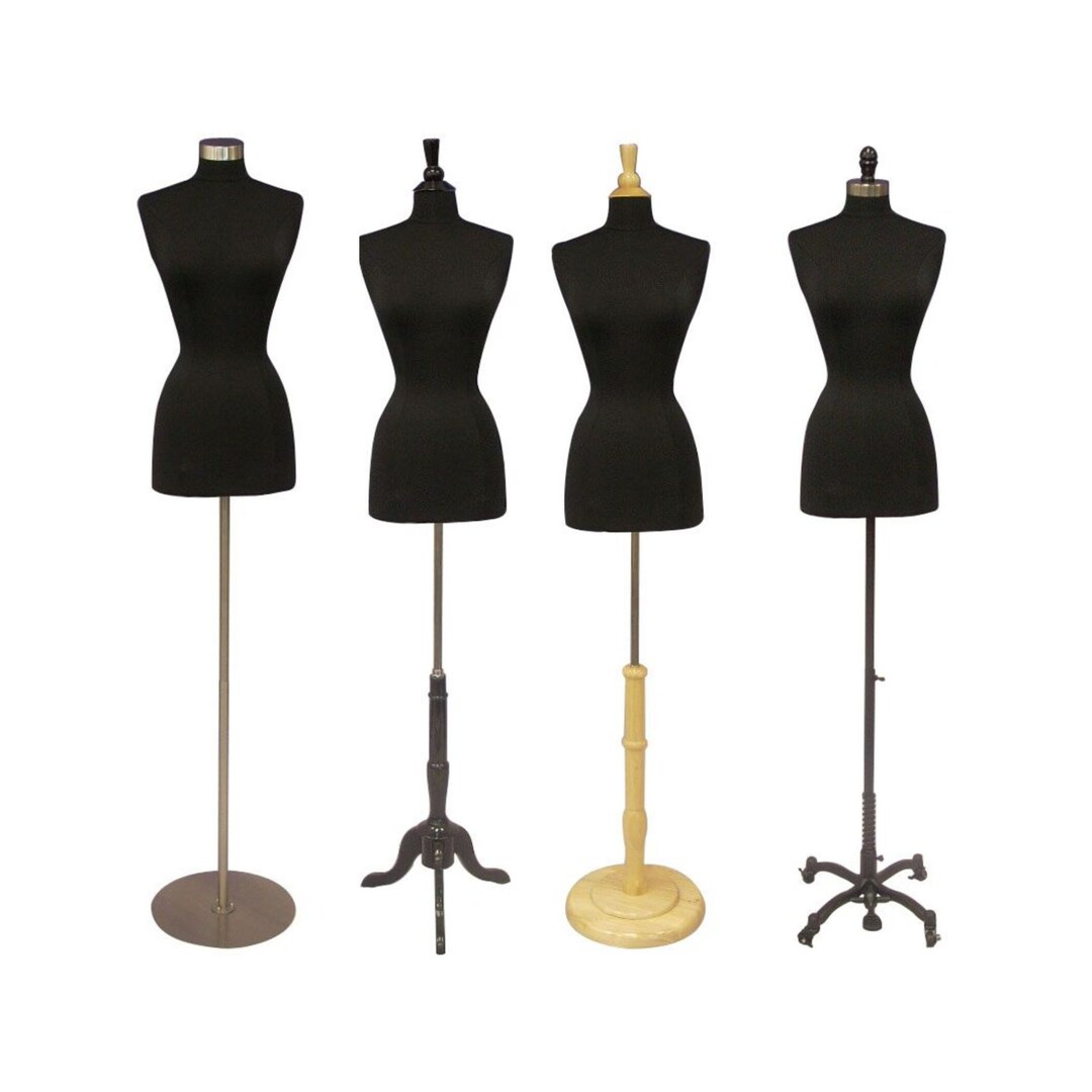 Pinnable Black Adult Female Torso Dress Form Mannequin With Base and ...