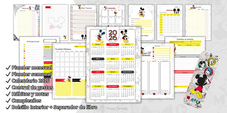 Mickey Mouse 2026 Printable Planner | Weekly and Monthly Digital ...