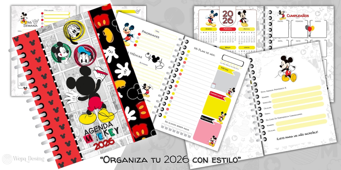 Mickey Mouse 2026 Printable Planner | Weekly and Monthly Digital ...