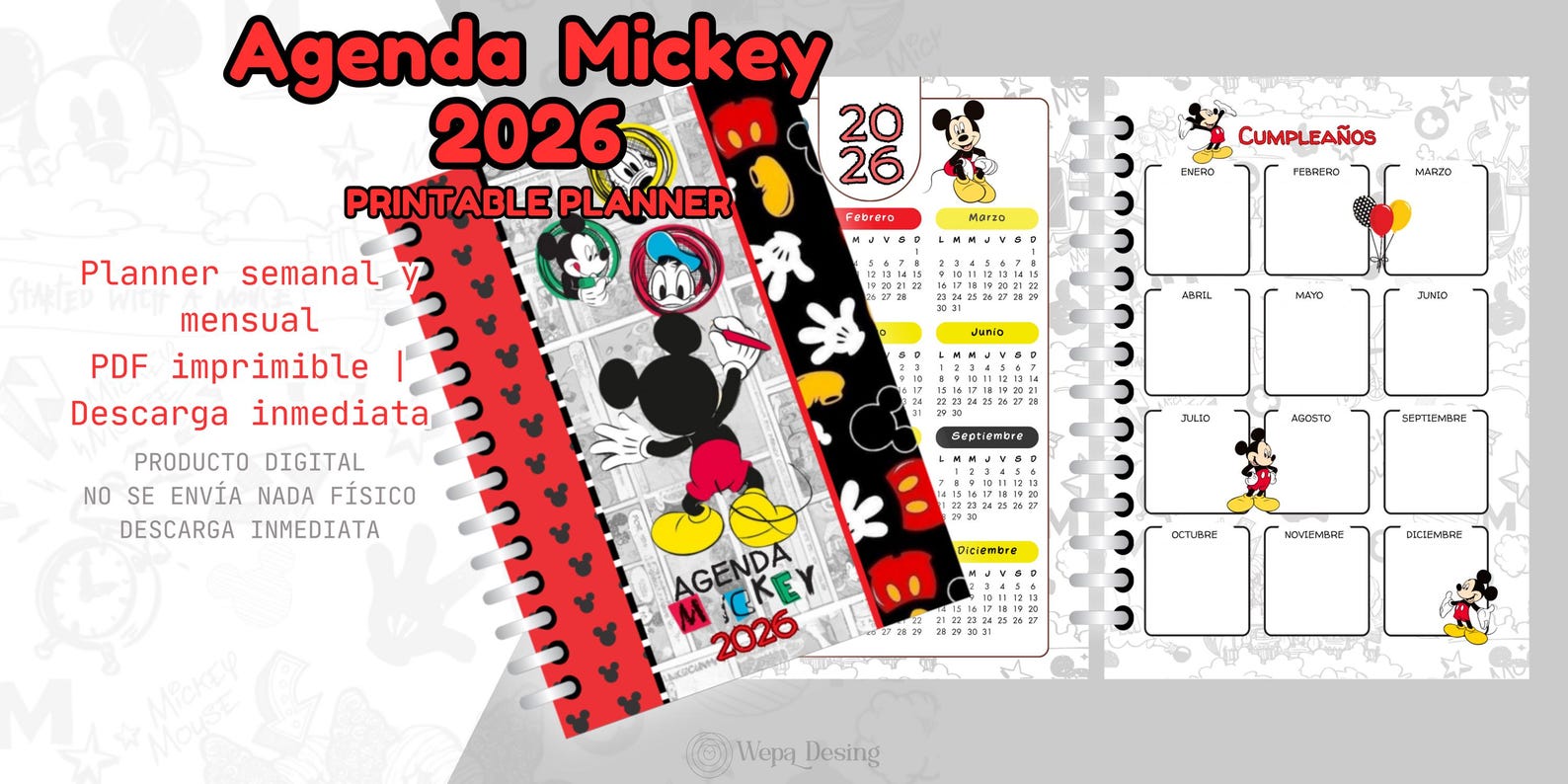 Mickey Mouse 2026 Printable Planner | Weekly and Monthly Digital ...