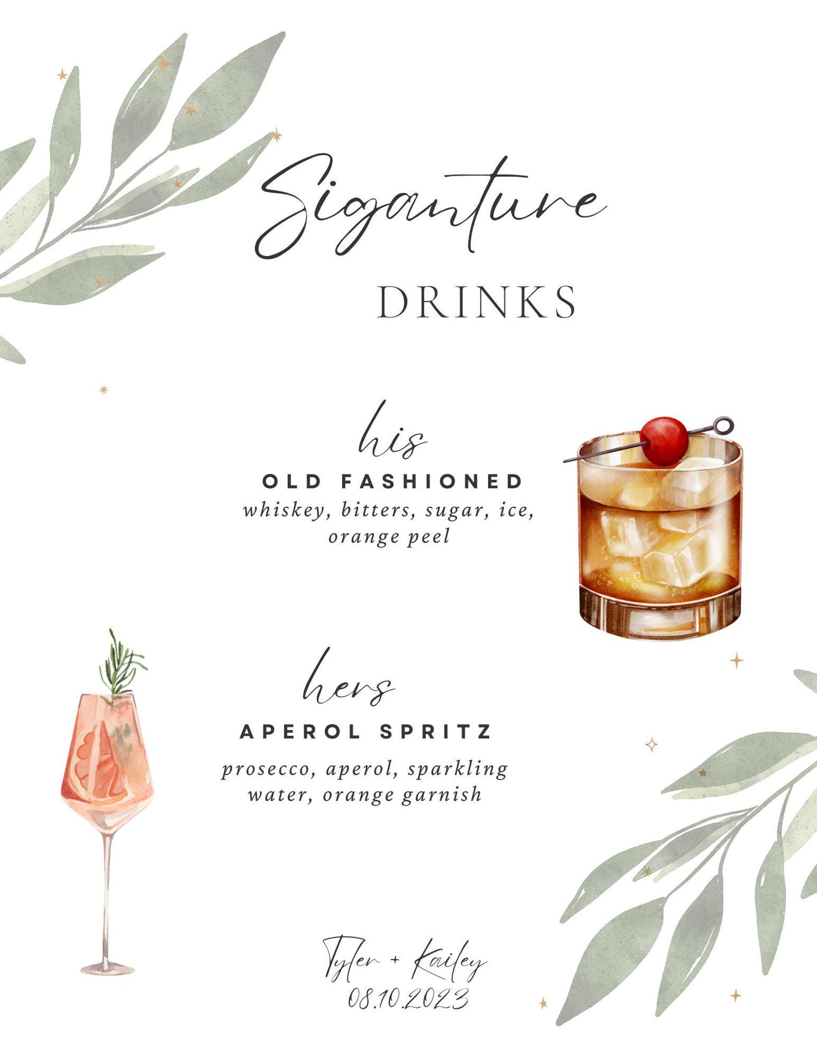 Signature Drink Template - Etsy