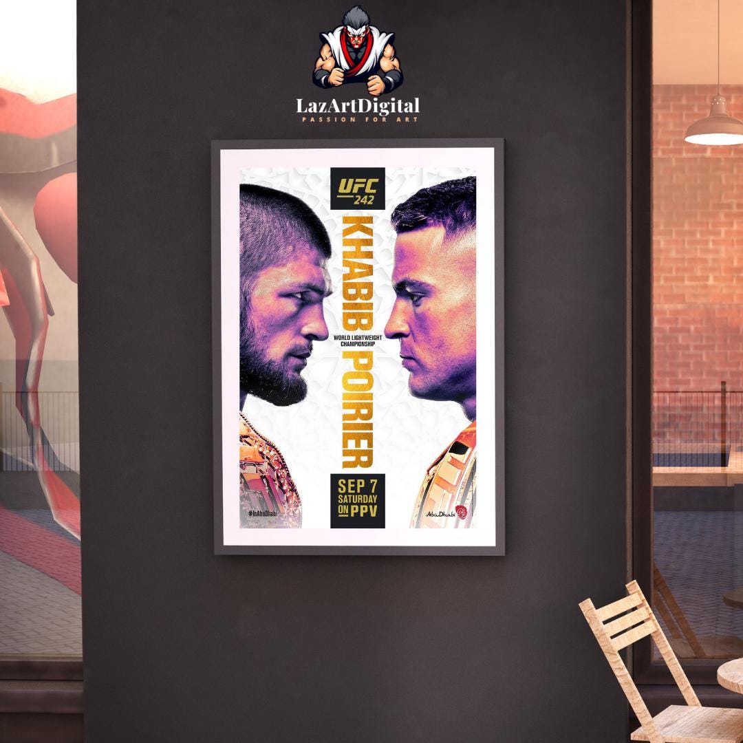 UFC 242 Digital Fight Poster – Khabib Vs Poirier – Printable MMA Wall ...