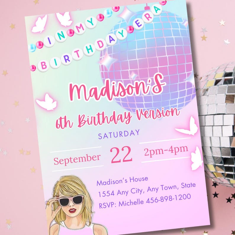 Taylor Swift Birthday Invitation: Eras Party Template (digital Download ...