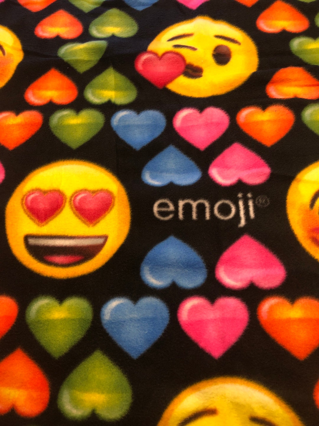 Ratoob, Yellow Emojis and Multi Color Hearts on Black - Etsy