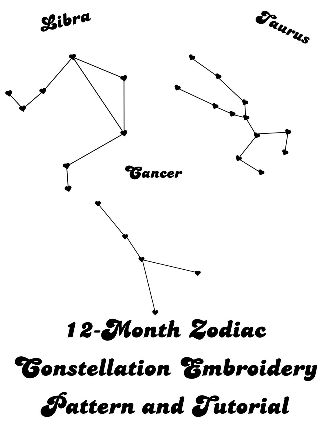 12-month Zodiac Constellation Embroidery Patterns - Digital Download ...