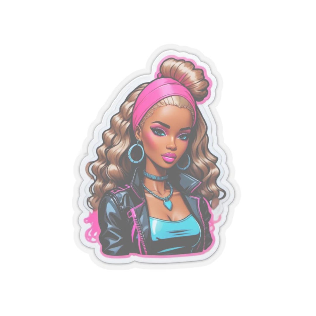 Blonde Wig With Pink Tips Black Girl Kiss-cut Sticker Unique Vinyl ...
