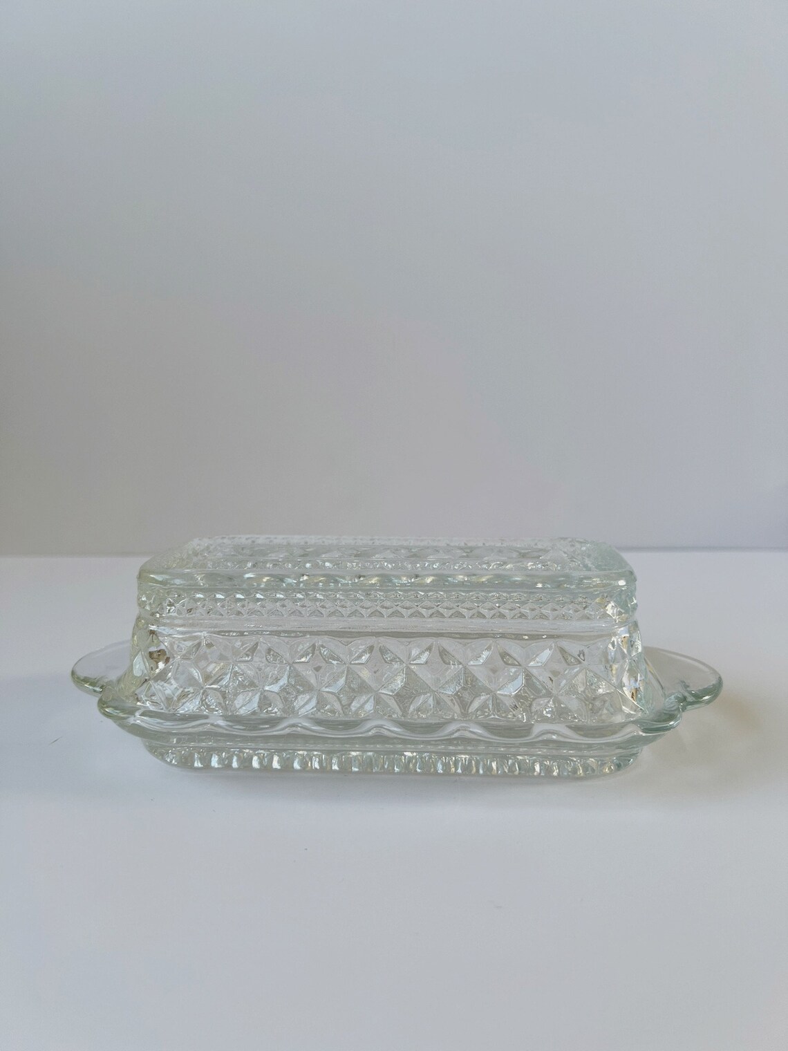Vintage Pressed Glass Butter Dish With Lid - Etsy
