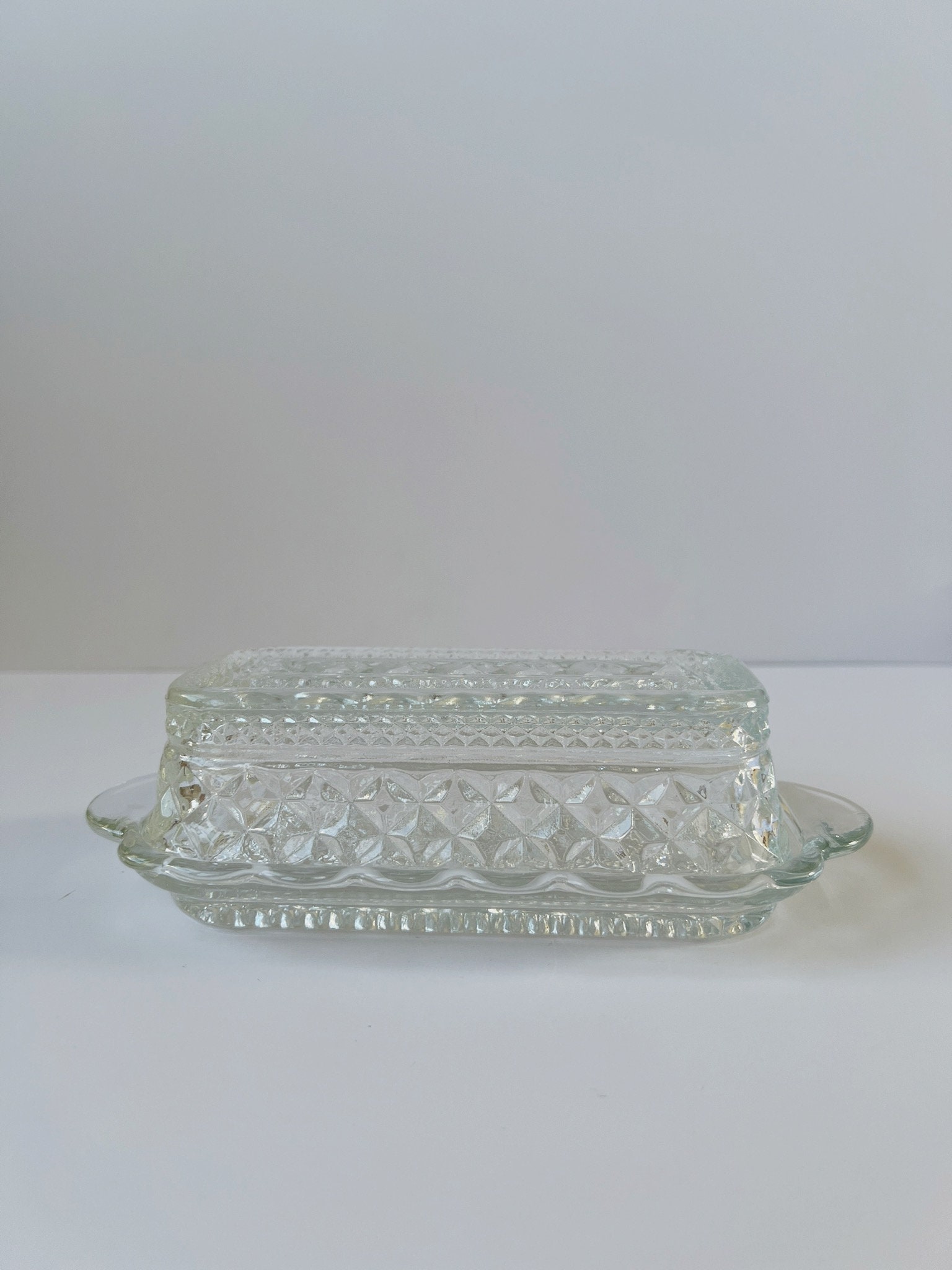 Vintage Pressed Glass Butter Dish With Lid - Etsy