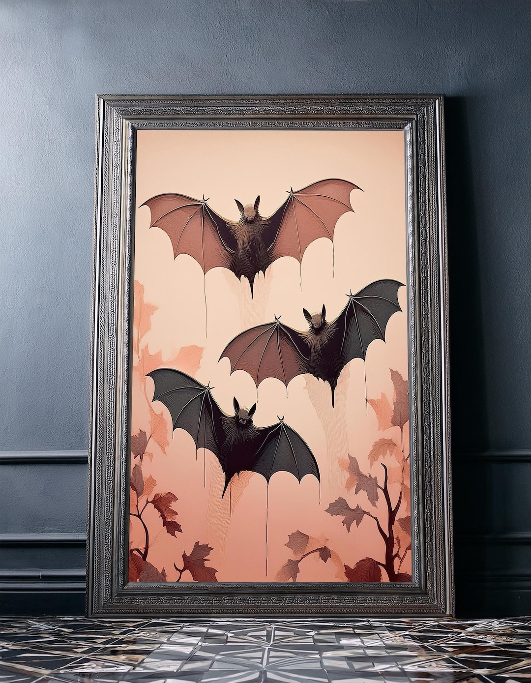 Illustrated Bats DIGITAL ART FILE for Printing, Dark Academia, Bat ...