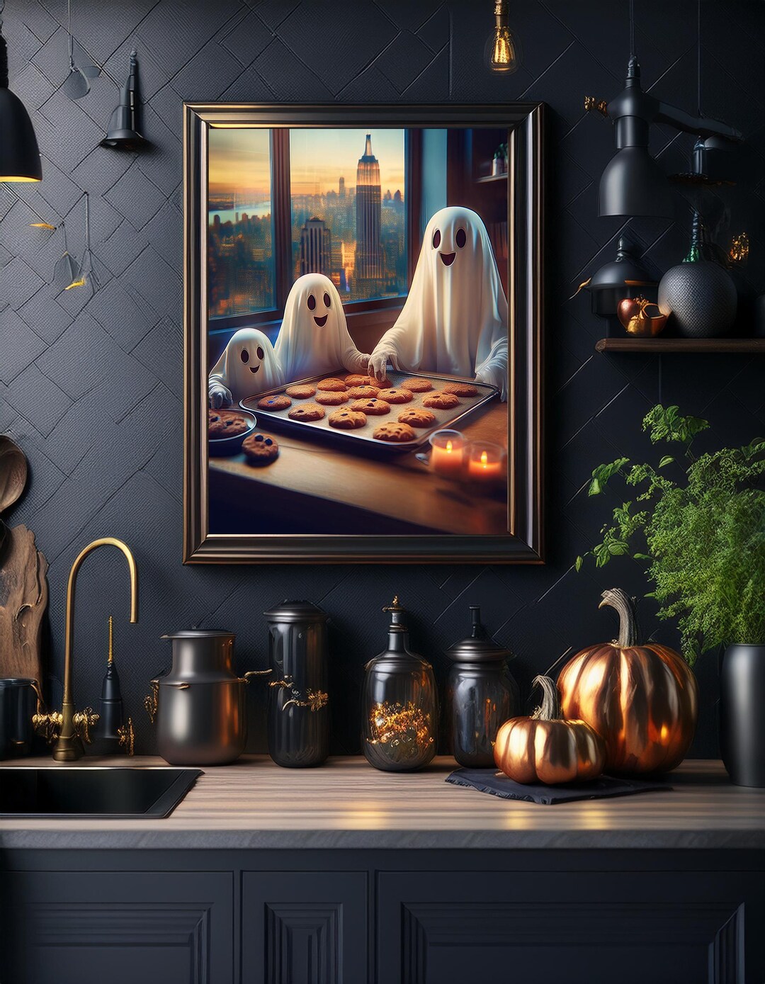 Halloween Ghosts Baking Cookies DIGITAL ART File for Printing ...