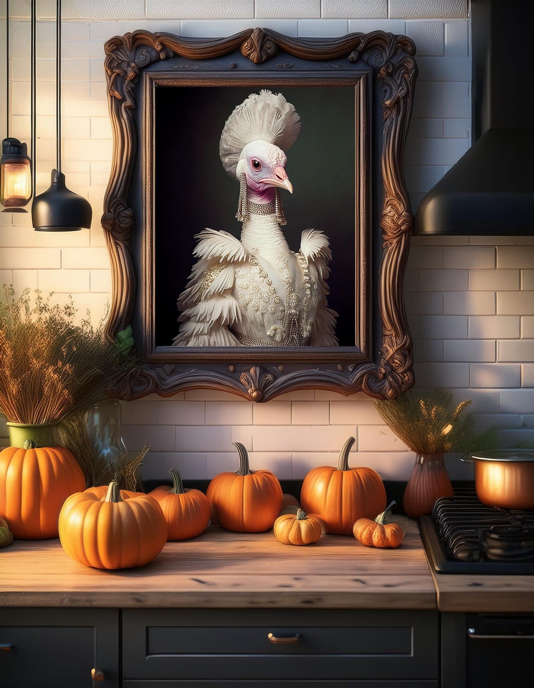 Victorian Turkey Portrait: Funny Thanksgiving Art Print (digital ...