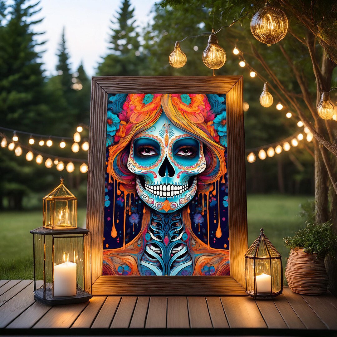 Sugar Skull Printable, Dia De Los Muertos Skeleton Art (digital ...