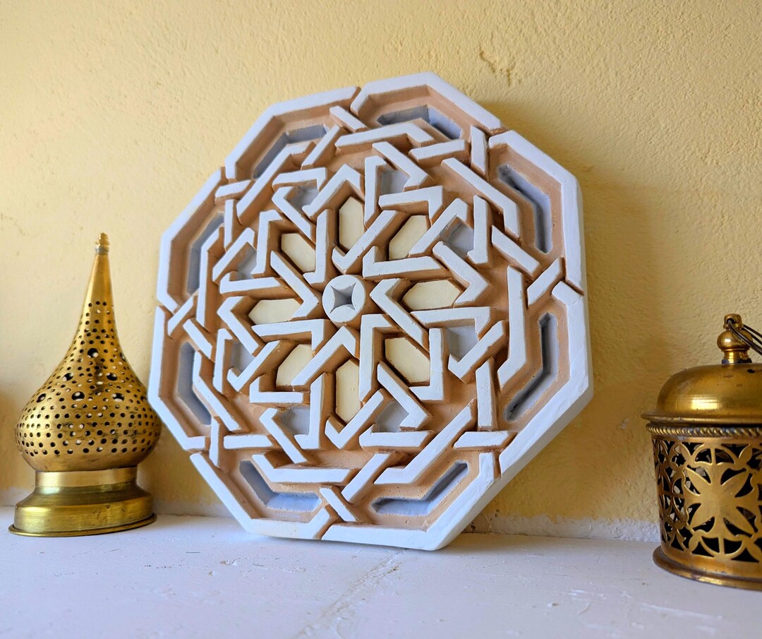 Moroccan Hand-carved Plaster Wall Art, Octagon Shape Carving Plaster ...