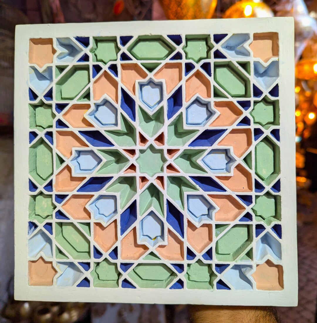 Moroccan Carved Plaster Wall Art - Arabic Handmade Wall Hanging ...