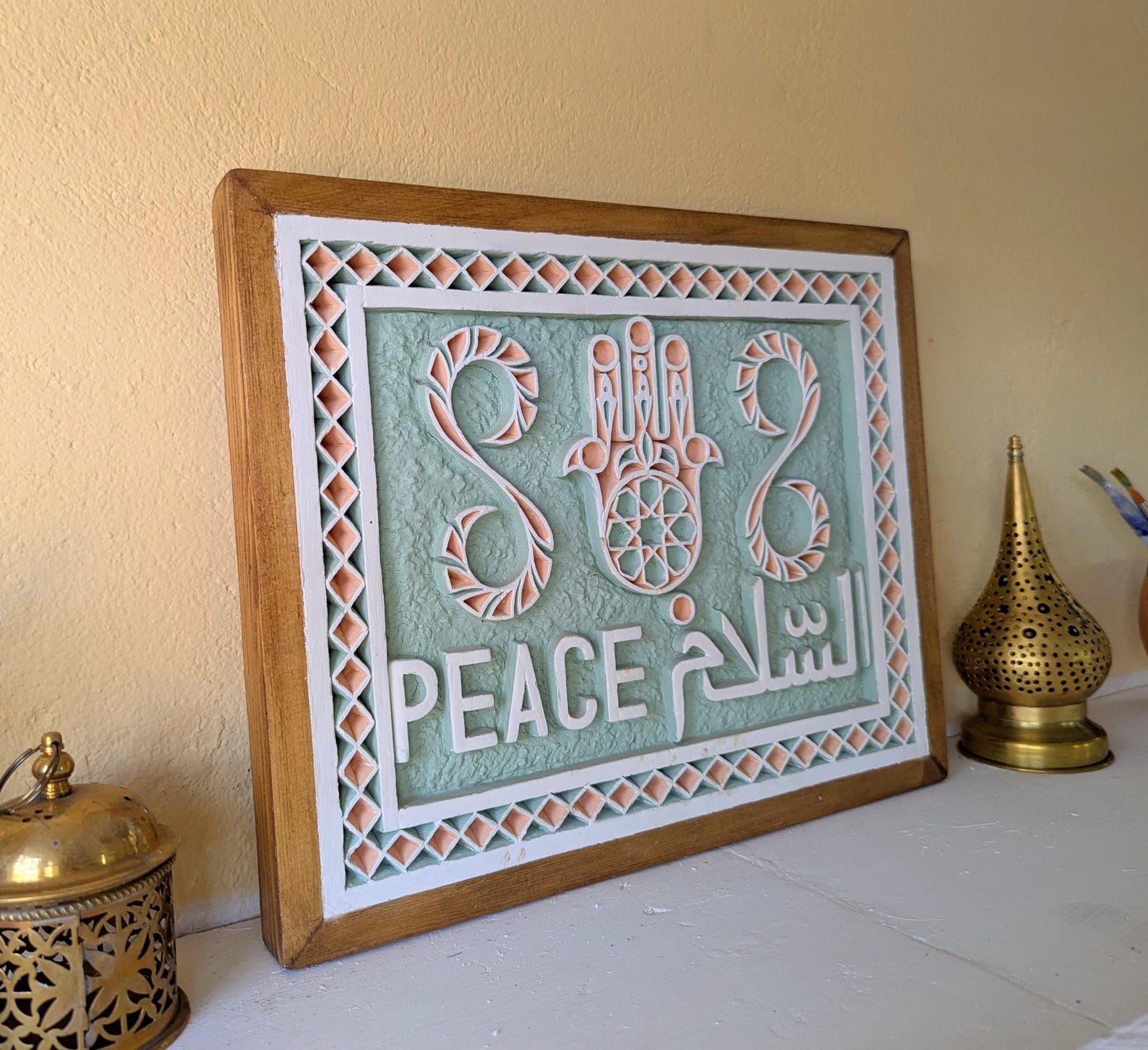 Hamsa and Arabic Calligraphy Hand-carving Plaster Wall Art: Hand of ...