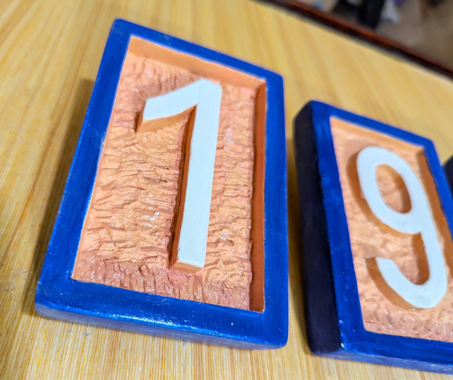 Hand Carved Plaster House Numbers Plaque - Painted Door Numbers Sign ...