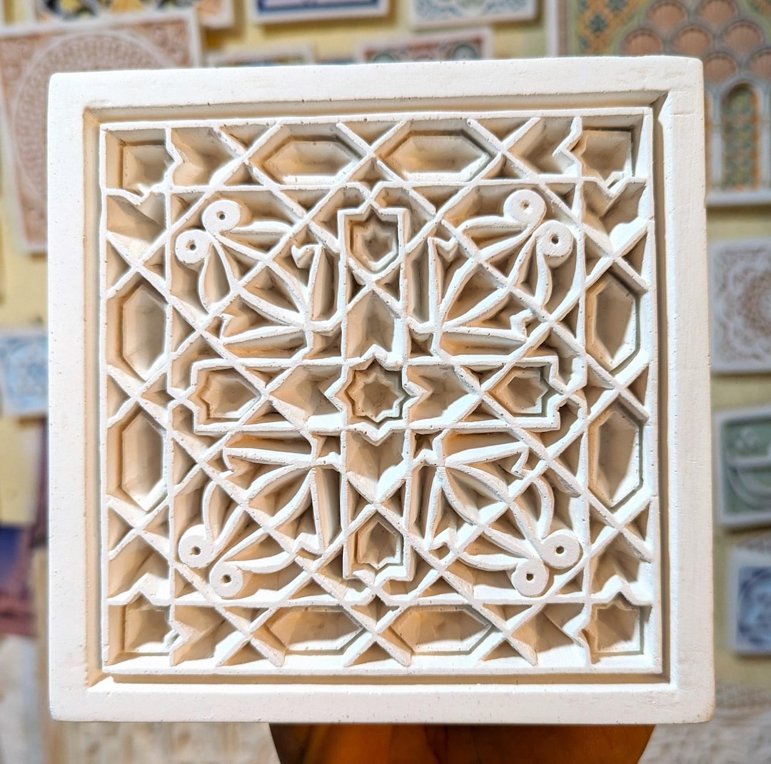 Handmade Moroccan Plaster Wall Plaque: Arabesque Floral Carving - Etsy