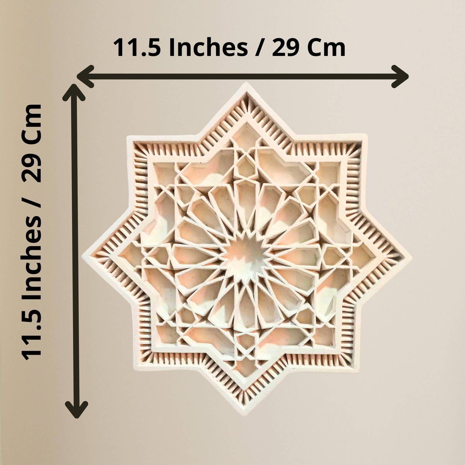Octagram Star Painted Plaster, Moroccan Hand-carved Wall Art, Islamic ...