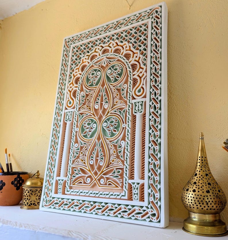 Large Painting Arched Palace Portal Wall Decor, Hand-carved Plaster ...