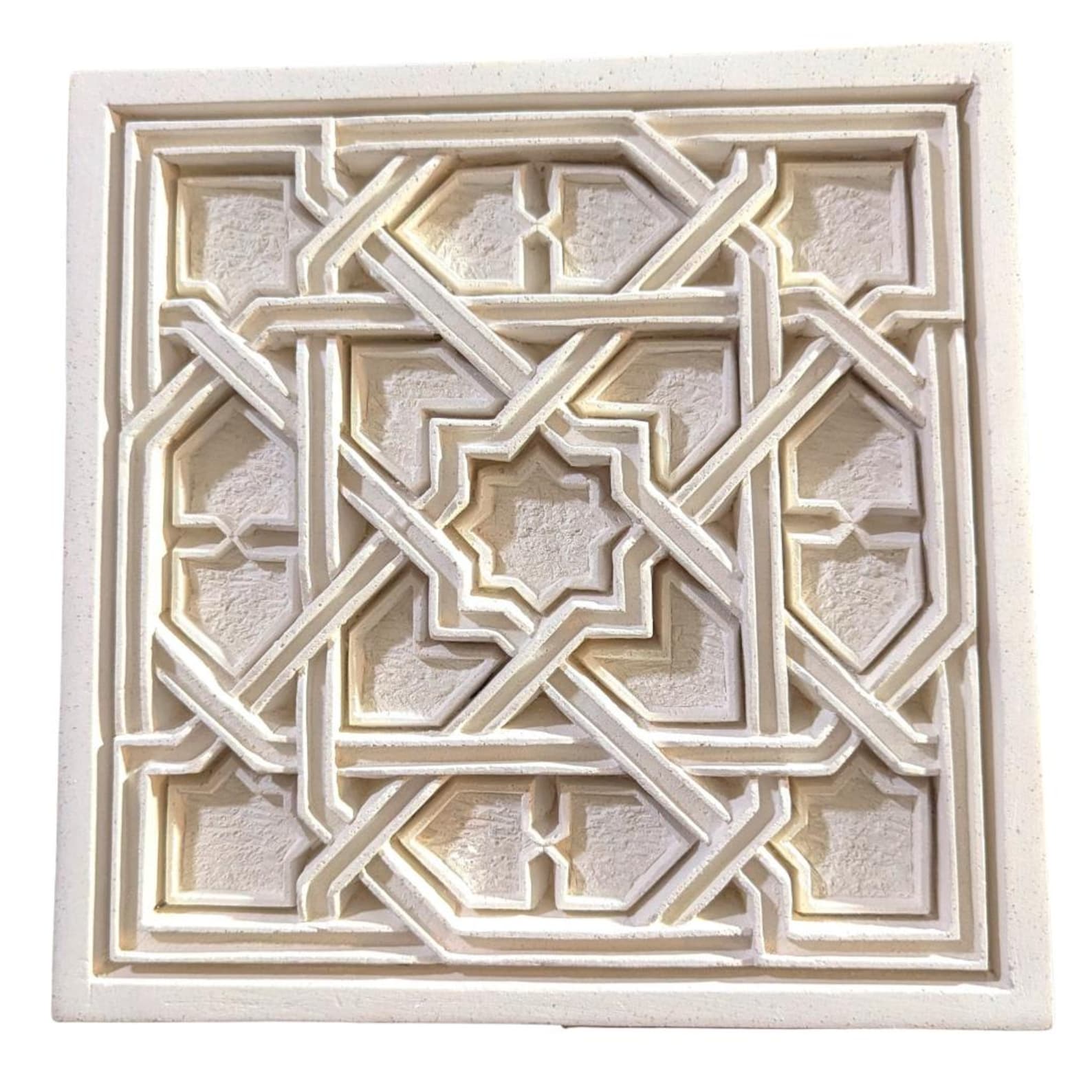 Geometric Hand Carved Plaster Wall Art: Traditional Moroccan Wall Decor ...