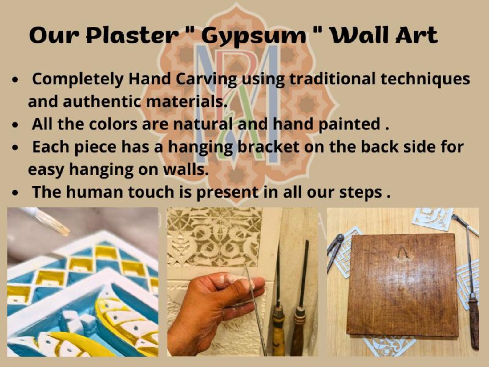 Pair of Hands of Fatima - Star of David Symbol – Painted Hand Carving ...