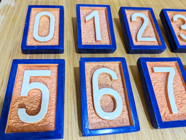 Hand Carved Plaster House Numbers Plaque - Painted Door Numbers Sign ...