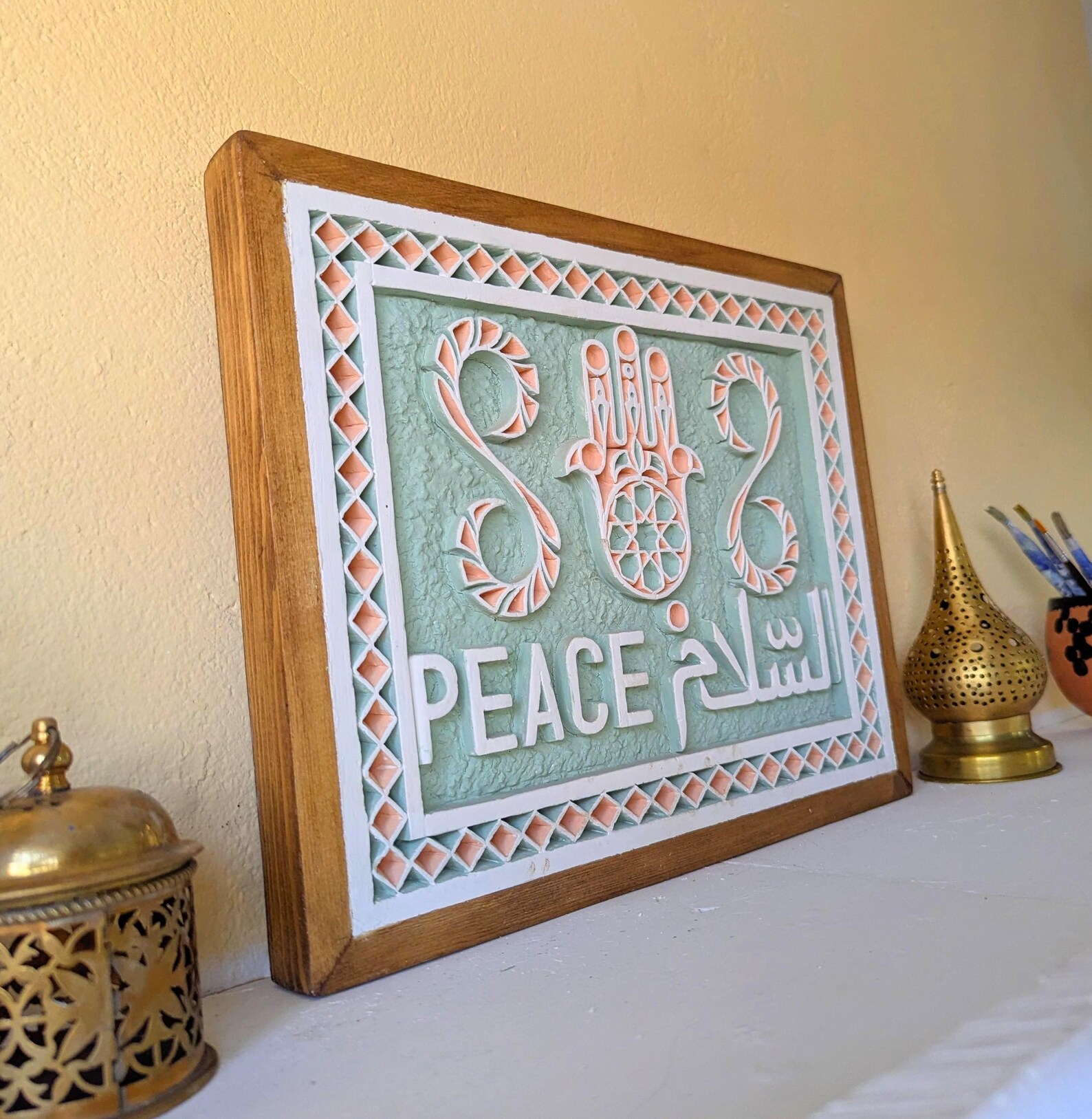 Hamsa and Arabic Calligraphy Hand-carving Plaster Wall Art: Hand of ...