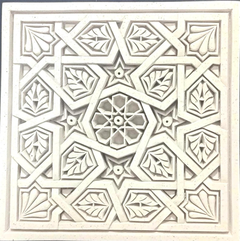 Decorative Carved Plaster Wall Art, Moroccan Geometric Natural Design ...