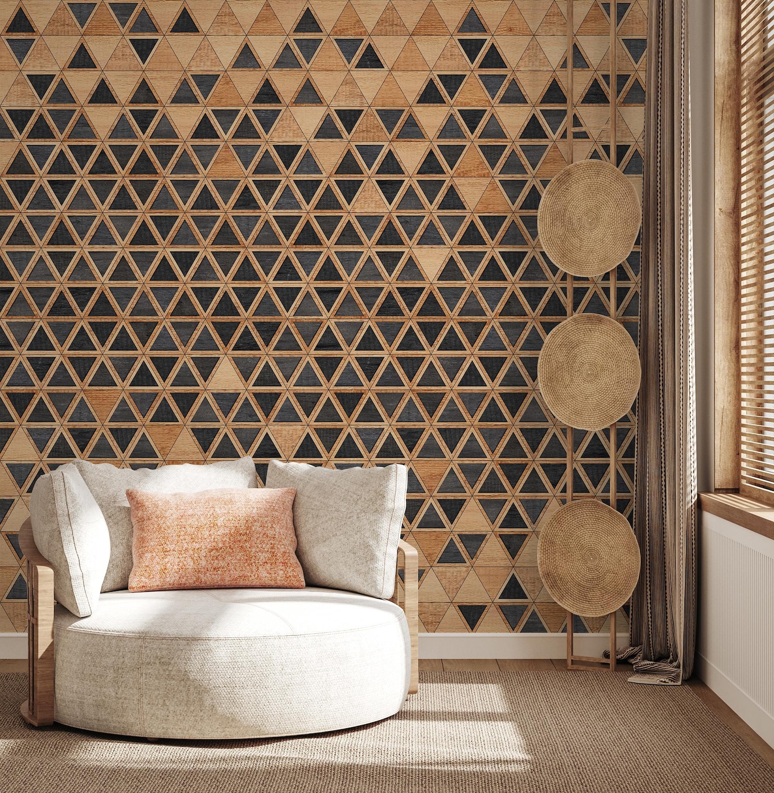 Contemporary Triangle Design Wallpaper | Geometric Woof Effect Triangle ...