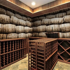 Vintage Wooden Barrels Wallpaper | Rustic Barrels for Cafe Wall Mural ...