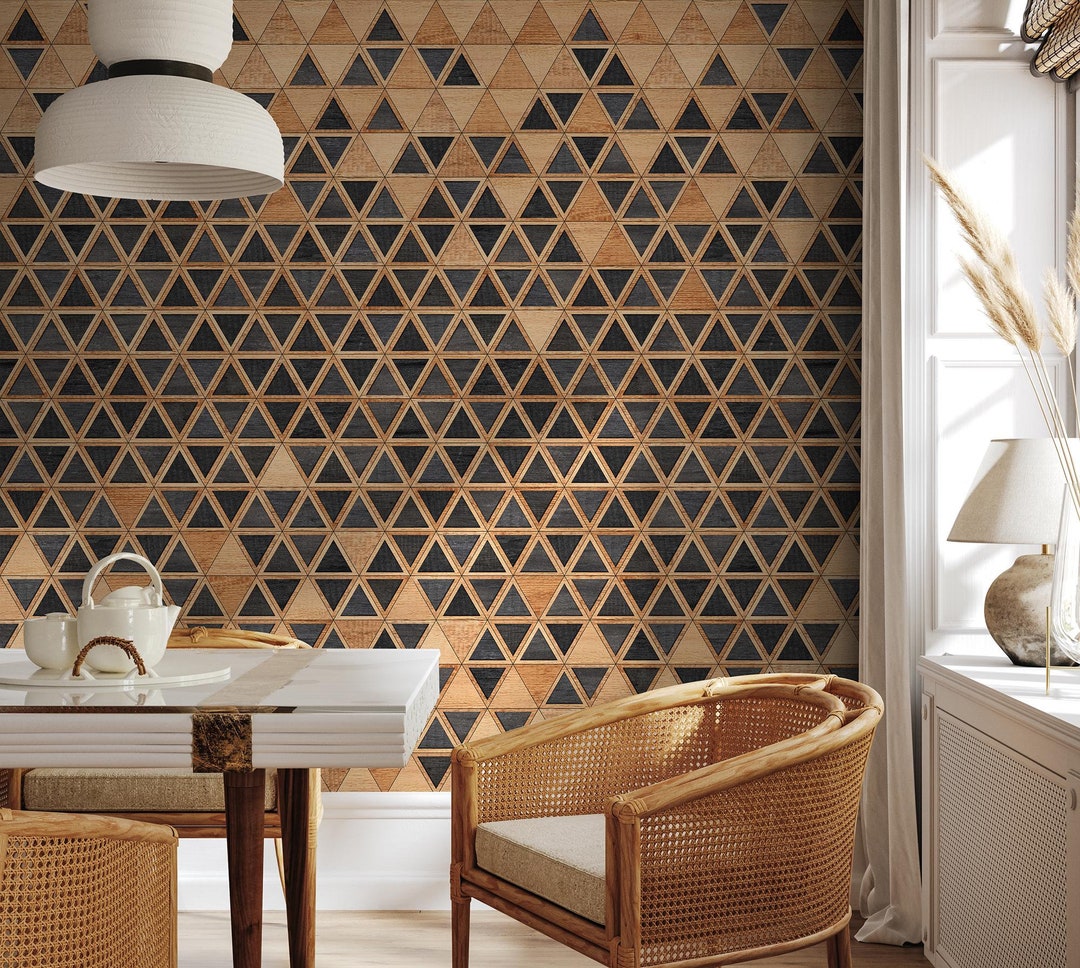 Contemporary Triangle Design Wallpaper | Geometric Woof Effect Triangle ...
