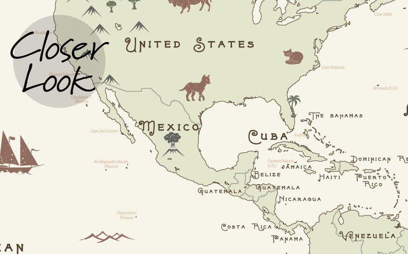 Cute World Map Kids Wallpaper Soft Green World Map With Animals Peel ...