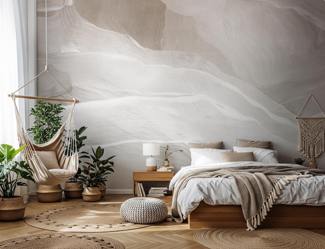 Modern Abstract Wave Wallpaper | Abstract Wavy Line Art Wall Mural - Etsy