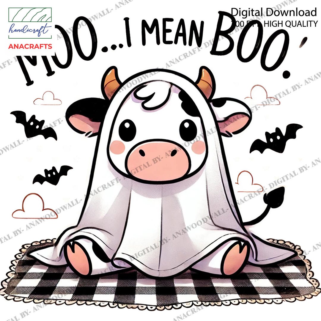 Moo I Mean Boo Png Cute Halloween Png Cute Ghost SVG Halloween Cow Png ...
