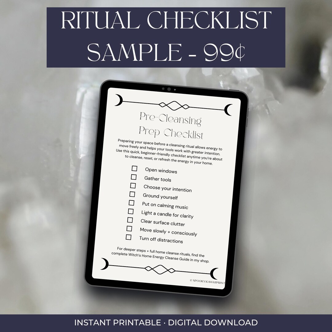 Ritual Checklist Sample – Pre Cleansing Prep Printable PDF - Etsy