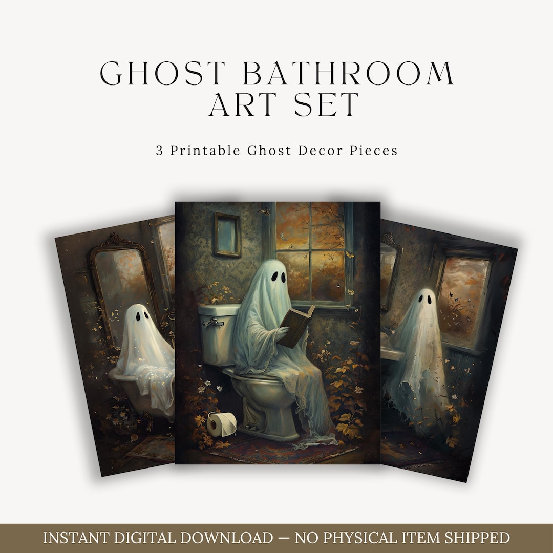 Ghost Bathroom Art Set (printable) - Etsy