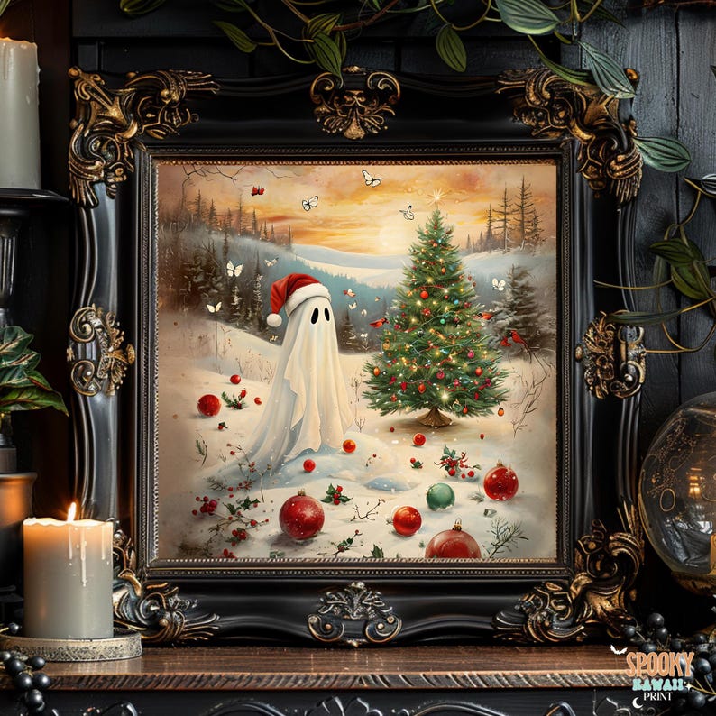 Spooky Christmas Ghost Art Print (printable) - Etsy