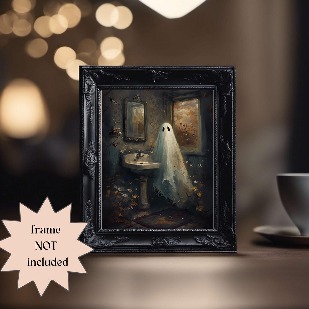 Ghost at Sink Art Print: Spooky Cottagecore Bathroom Decor, 11x14 Satin ...