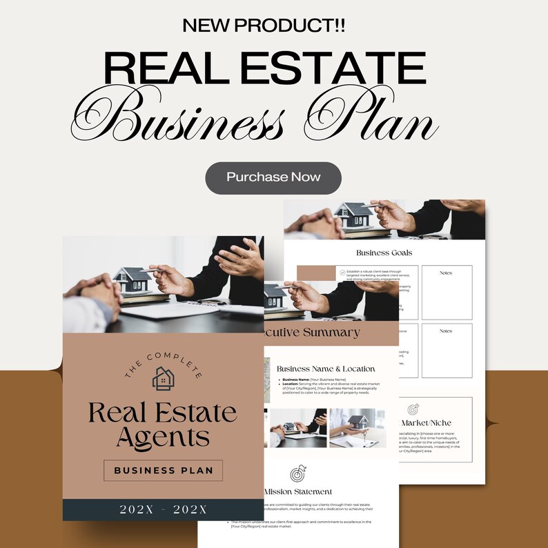 Real Estate Business Plan Template, Real Estate Marketing , Marketing ...
