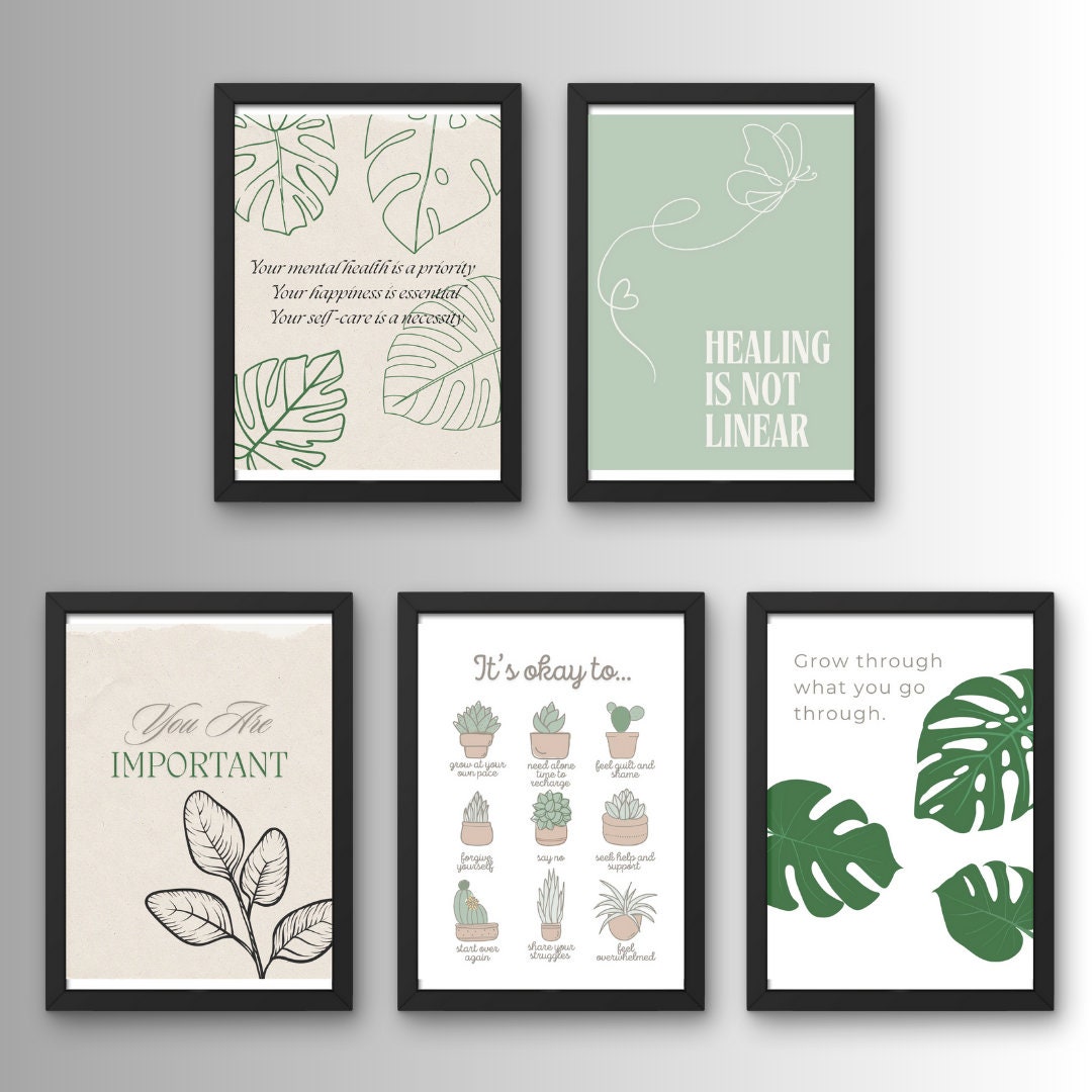 5 Mental Health Posters Bundle | Printable Wall Art | Office Decor - Etsy
