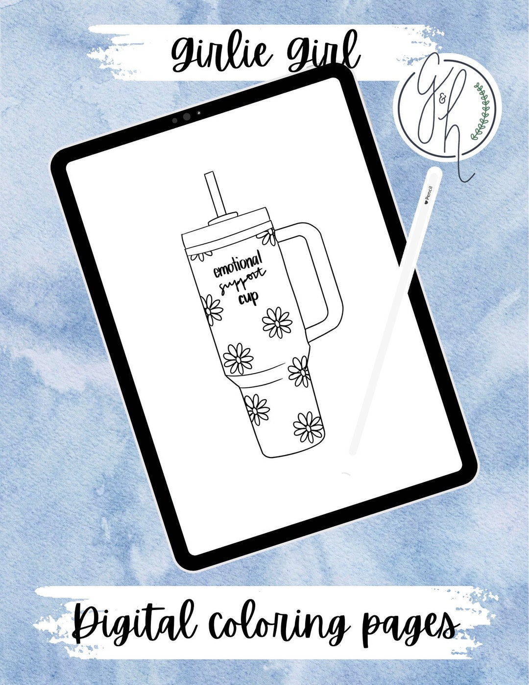 Digital Procreate Coloring Pages Girlie Girl - Etsy