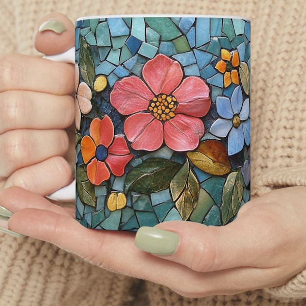 Carrara Marble Mosaic 02 Mug, Set of 4 Mugs, Marble Top Mug, Artsy Mug ...