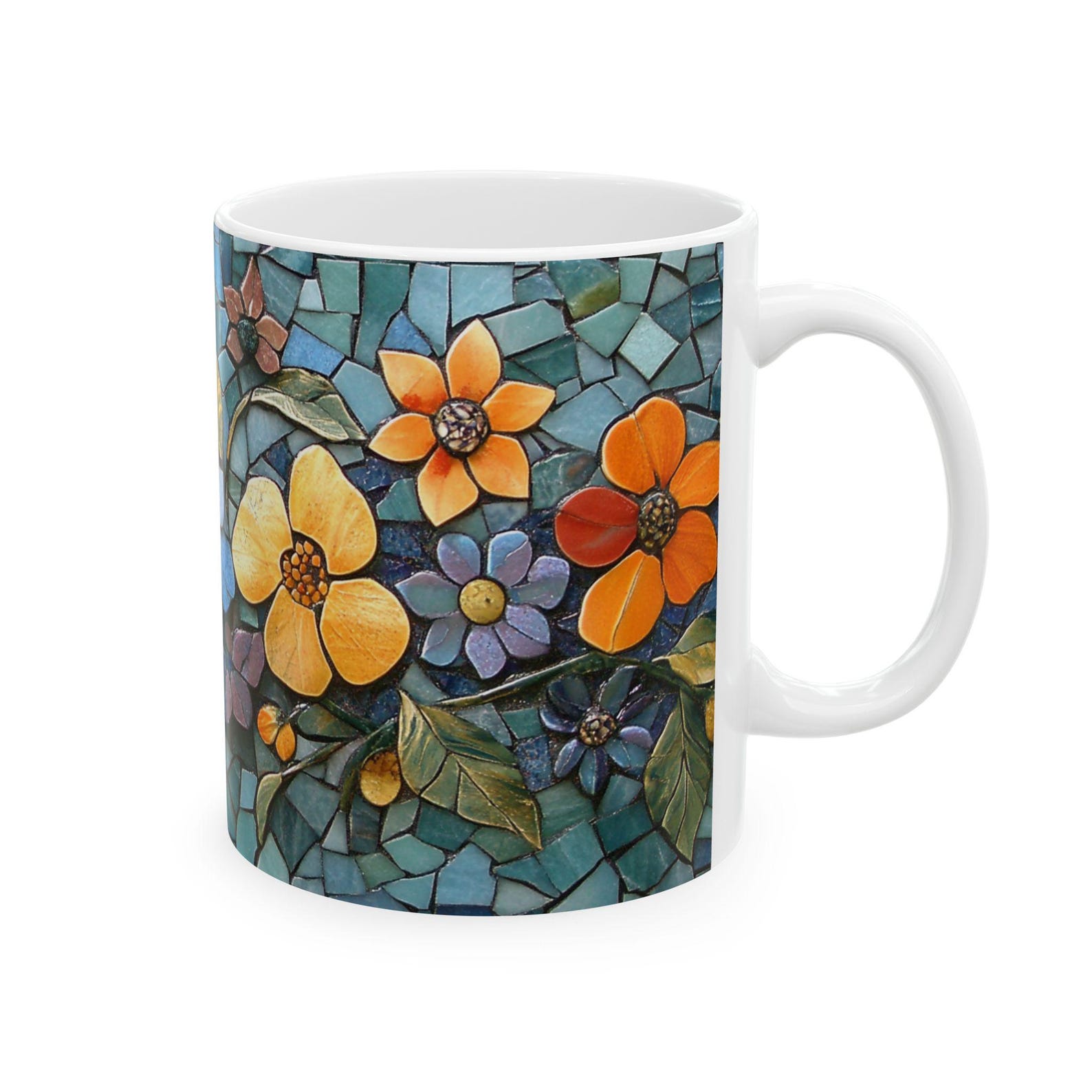 Mug, Tea Cup With Unique Mosaic Floral Design Gift for Her, Coffee ...